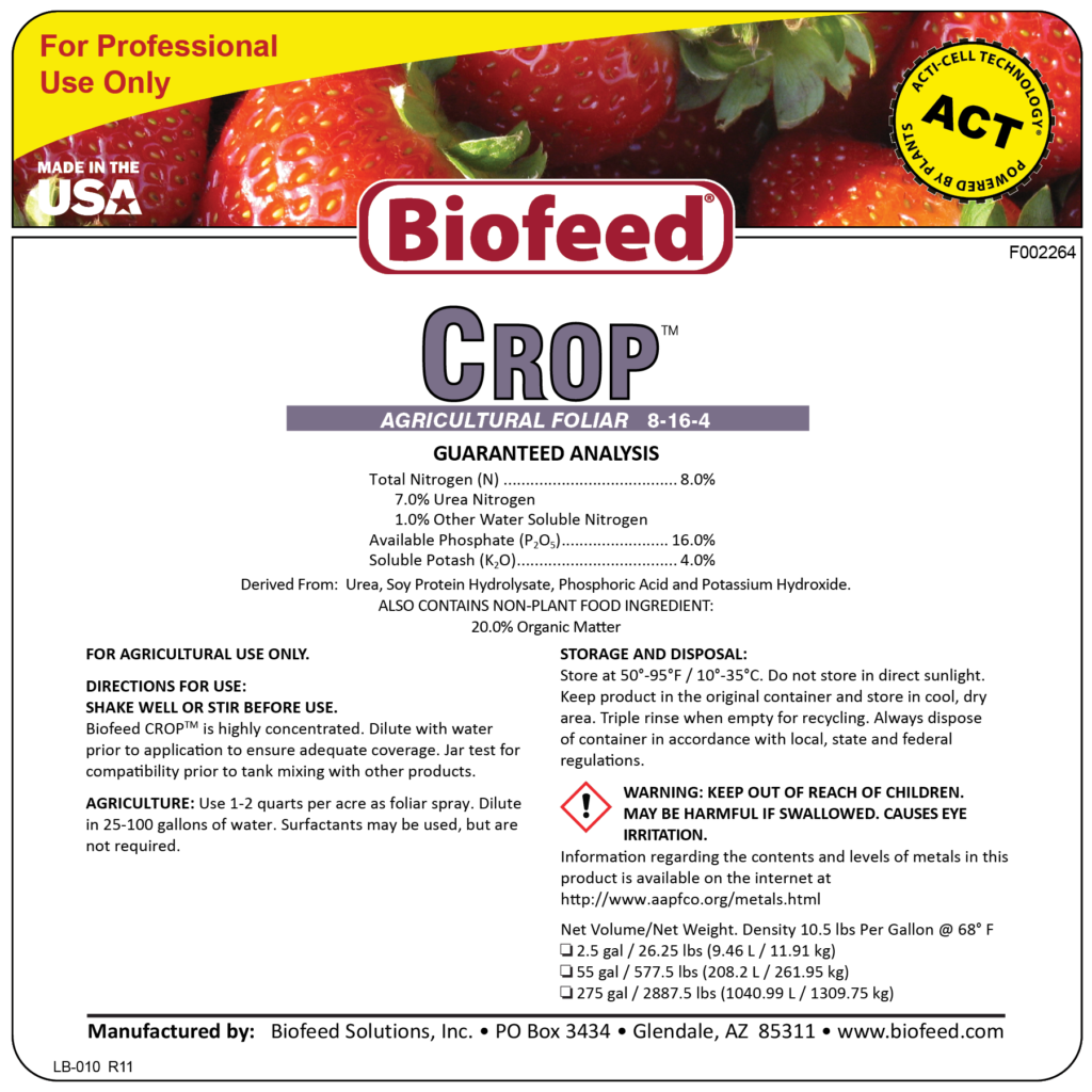 Biofeed CROP® 8-16-4 Phosphorus Fertilizer | Biofeed Solutions