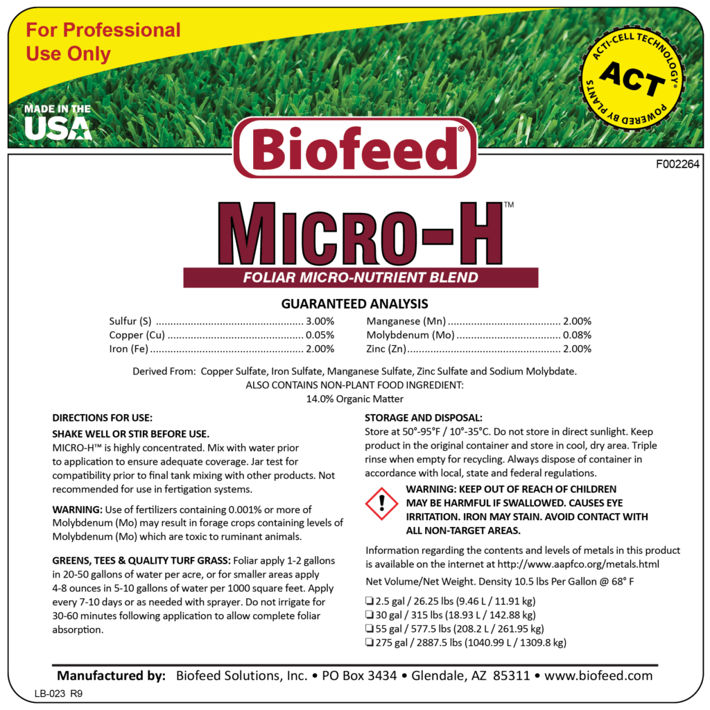 Foliar Micro-Nutrient Blend MICRO-H™ | Biofeed Solutions
