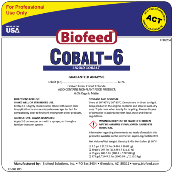 COBALT-6 Liquid Cobalt Fertilizer | Biofeed Solutions