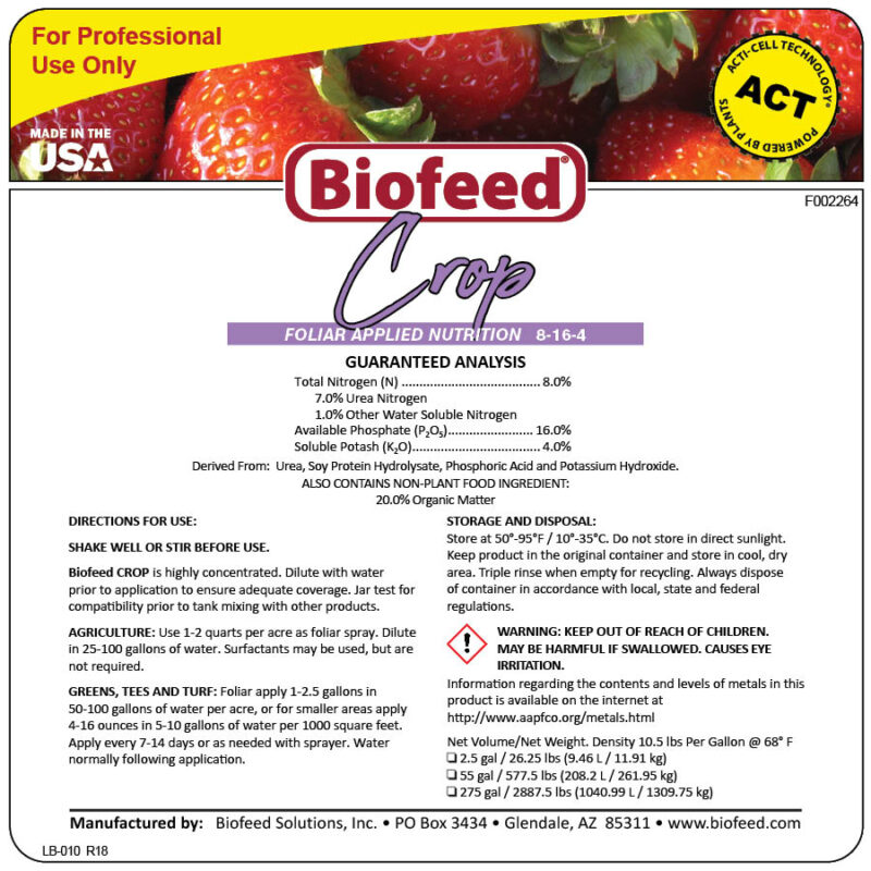 Biofeed CROP 8-16-4 Phosphorus Fertilizer | Biofeed Solutions